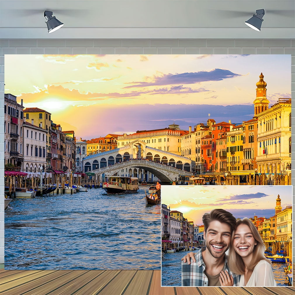 8 x 6 ft Venice Italy Photography Backdrop, Italian Canal Water Streets ...