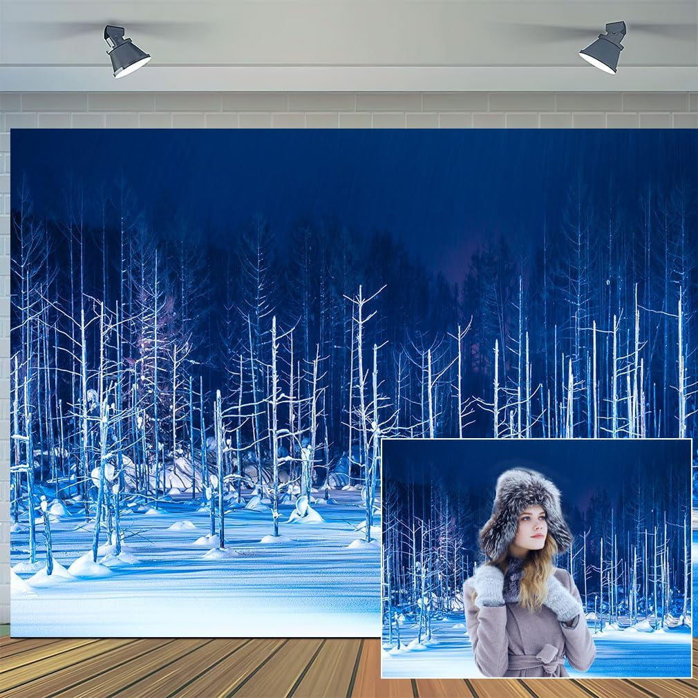 8 x 6 ftWinter Snow Backdrop Christmas Wonderland Forest Scene ...
