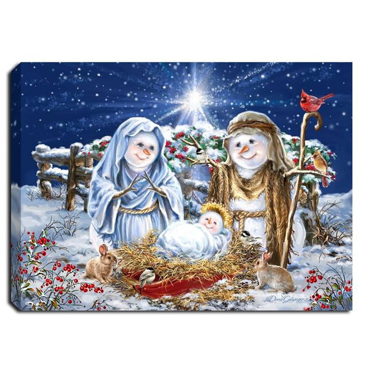 8 x 6 in. Snow Family Nativity-LED Tabletop with Timer Mini Canvas ...