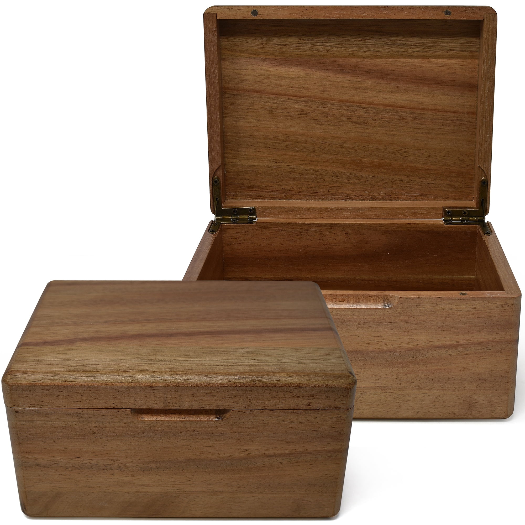 8" x 6" x 4"- Small Acacia Wood Box with Hinged Lid - Wooden Memory Box ...