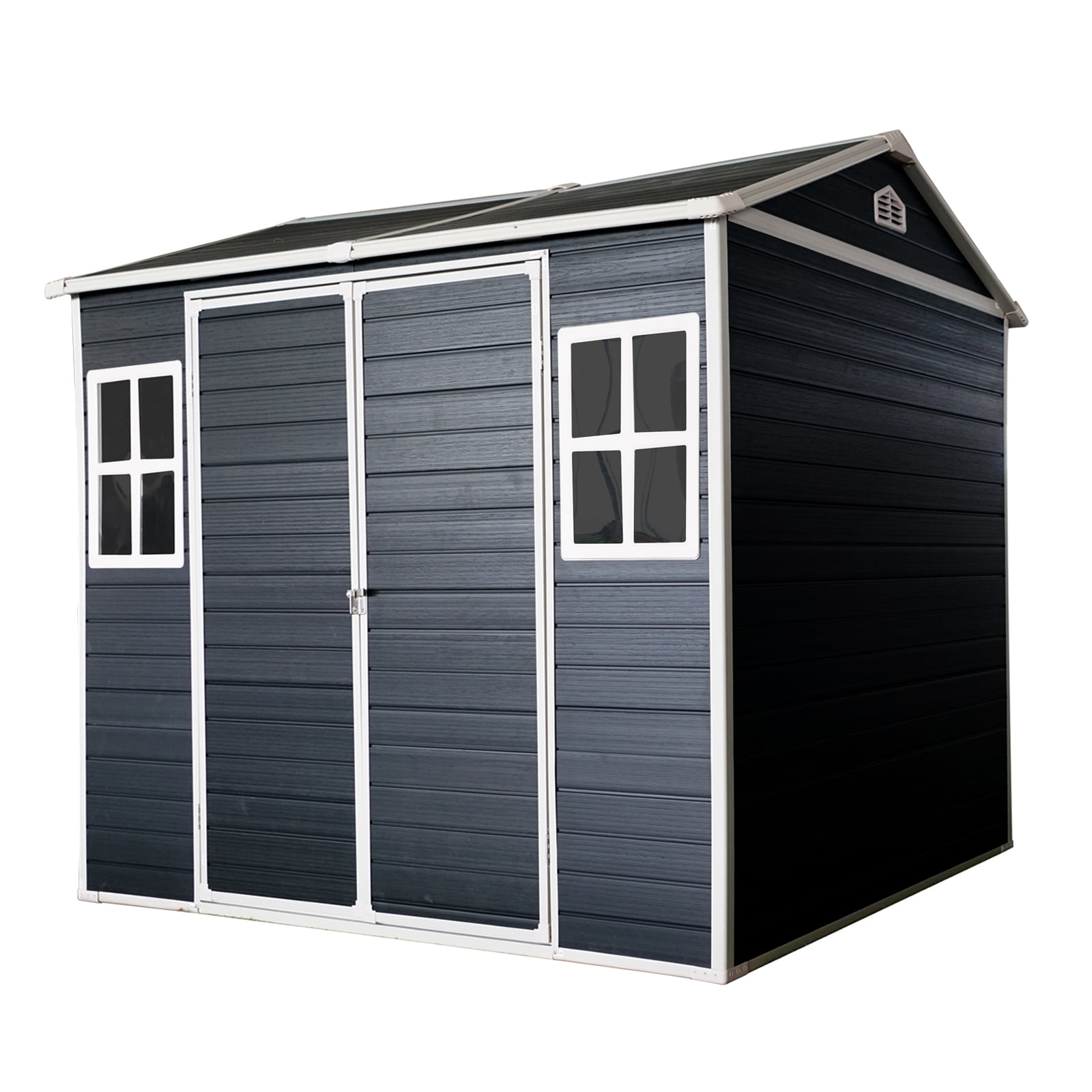 8 x 6ft Resin Outdoor Storage Shed Waterproof Shed with Floor & Two ...