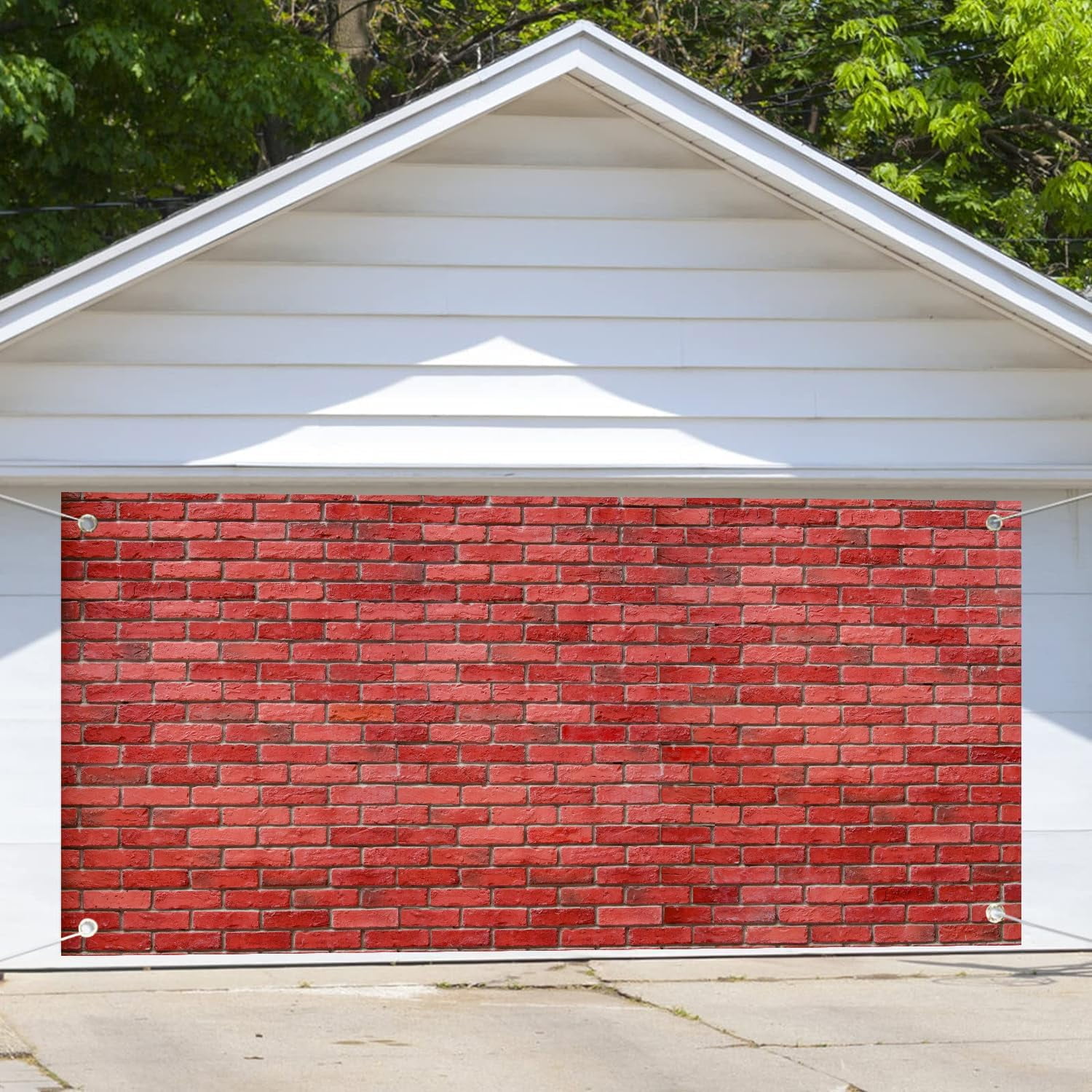 8 x 7 ft Birck Wall Garage Door Backdrop,Rustic Red Brick Wall ...