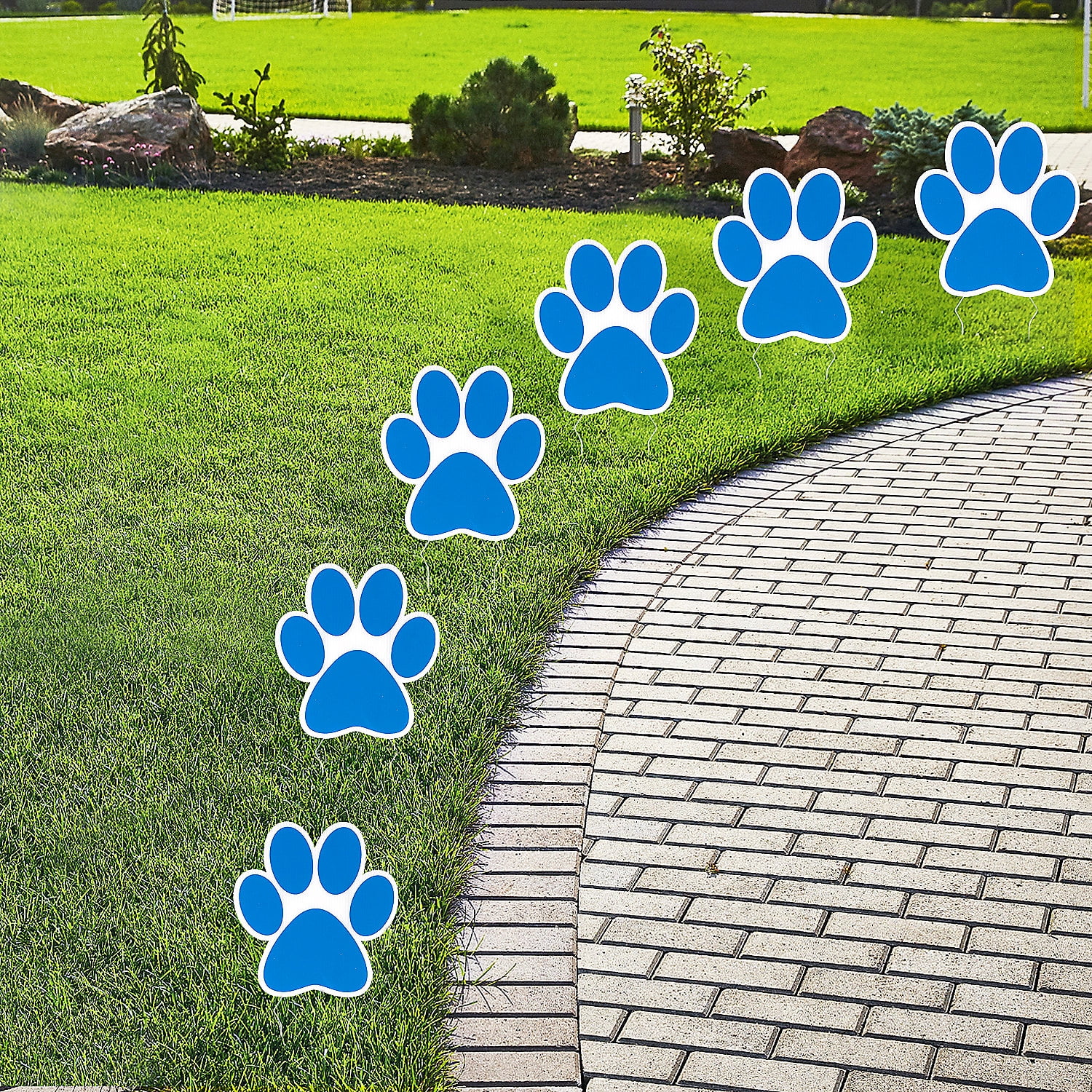 8" x 8 1/2" Blue Paw Print Yard Signs - 6 Pieces - Walmart.com