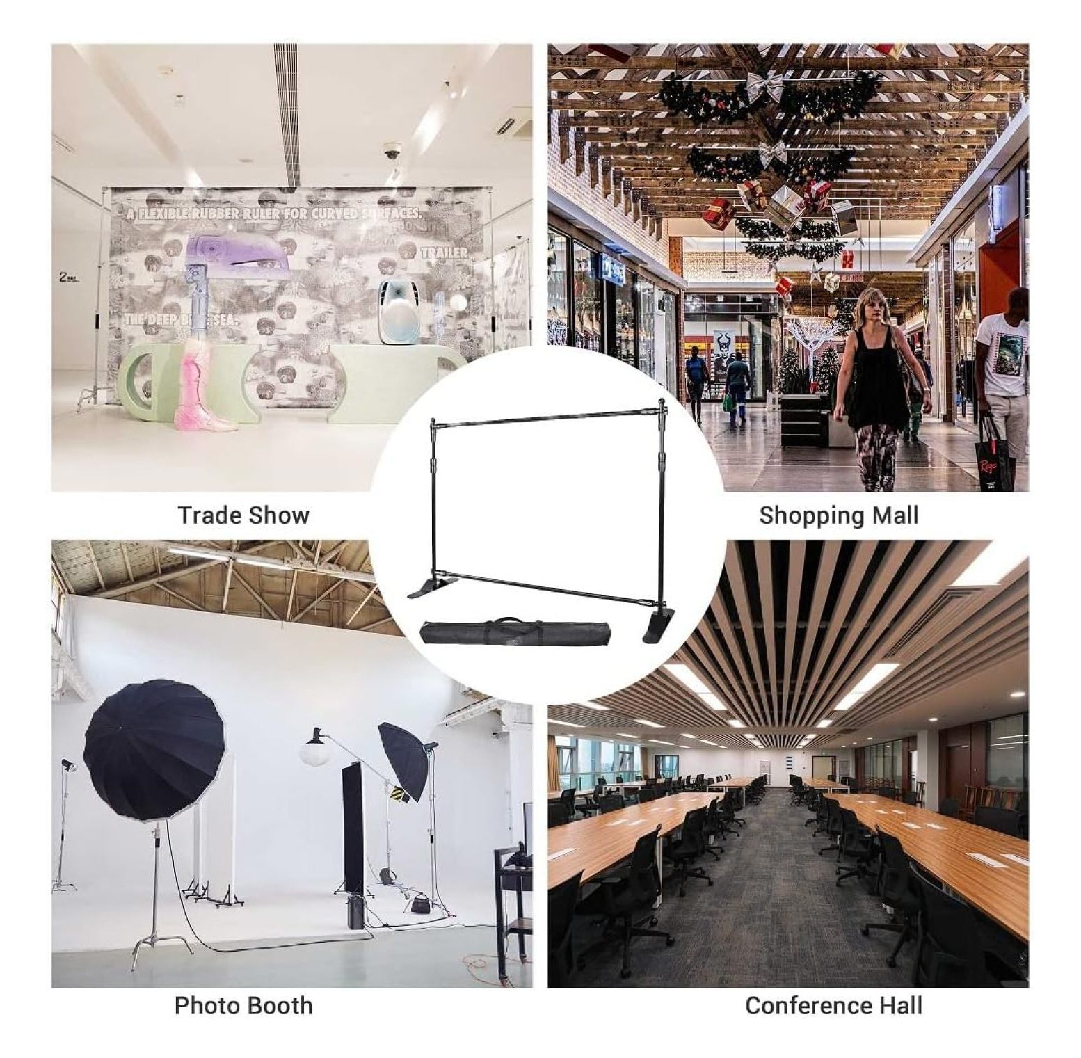 8'x 8' Exhibition Jumbo Banner Backdrop Stand Telescopic Portable with ...