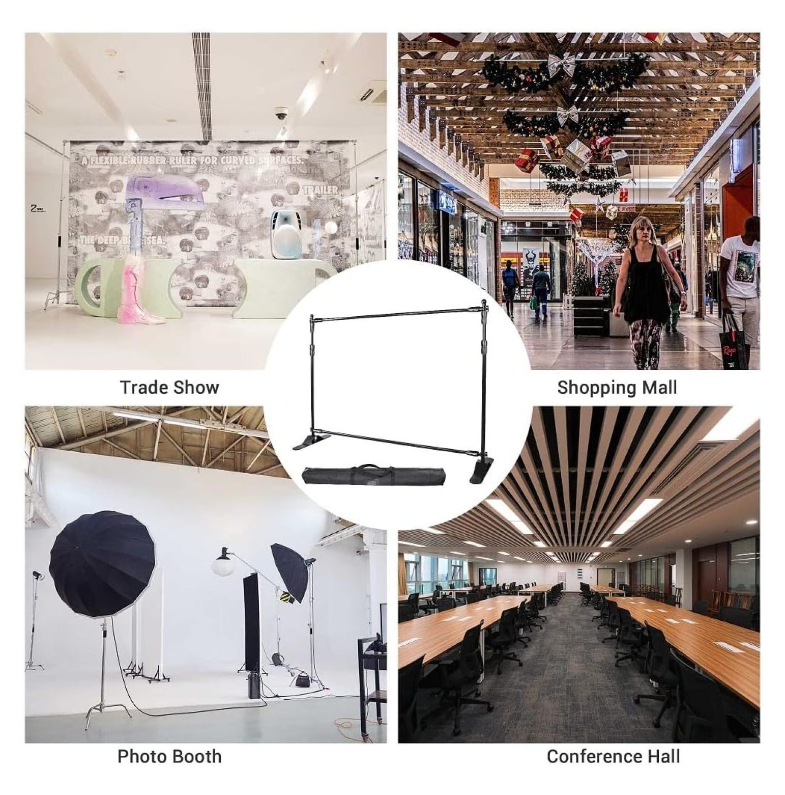 8'x 8' Exhibition Jumbo Banner Backdrop Stand Telescopic Portable with ...