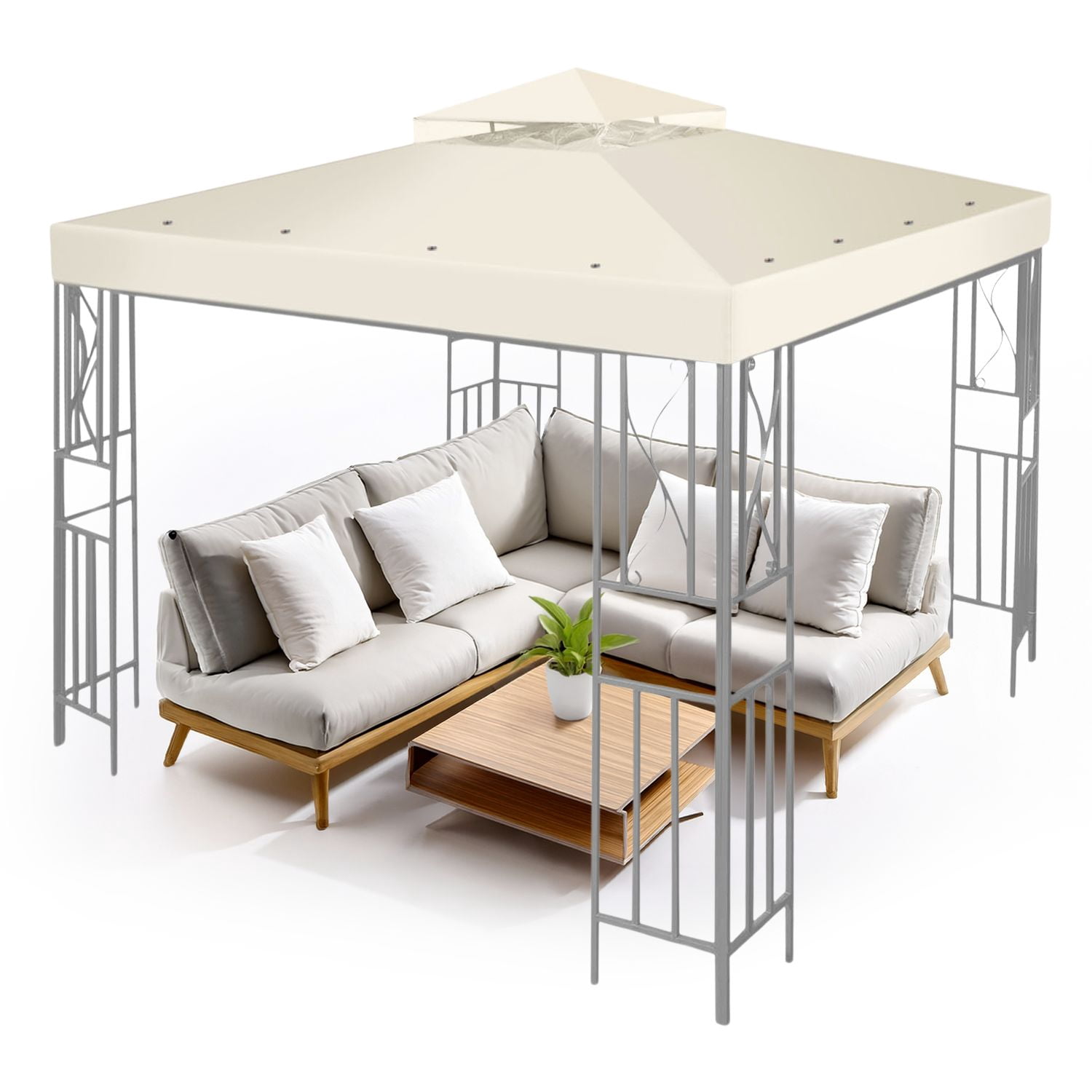 Gazebo Cover Replacement Canopy Top 8x8 Ft (2.4m x 2.4m) - Double Tier ...