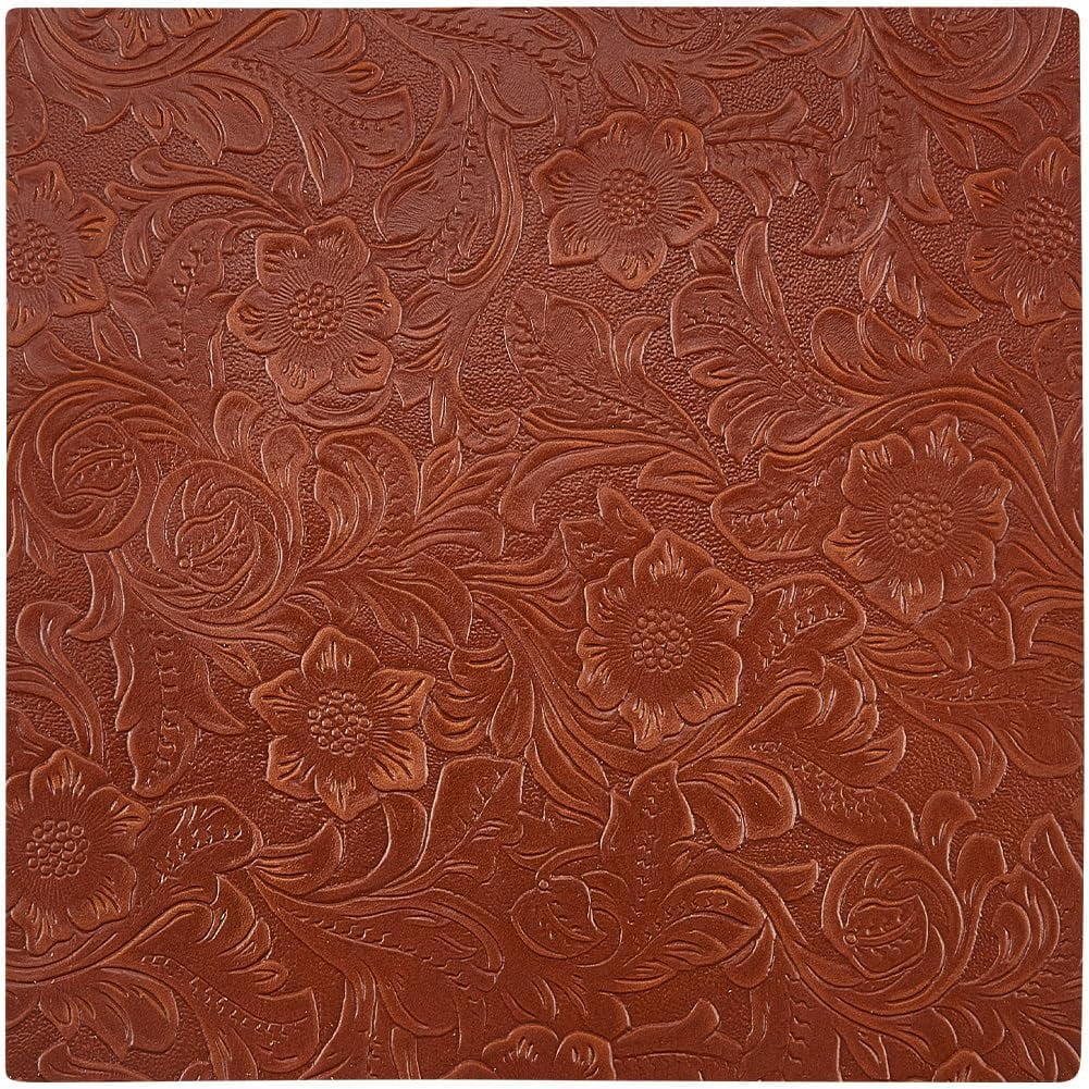 8" x 8" Floral Embossed Genuine Leather Sheets 1.6mm Thick Bump Texture ...