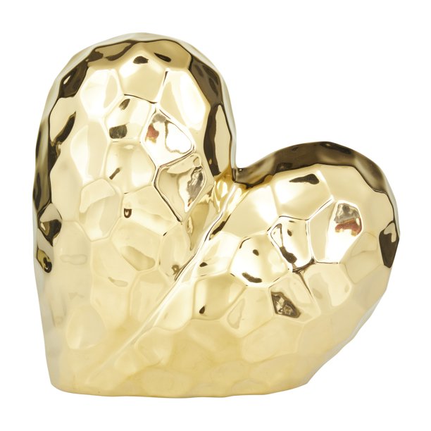 8" x 8" Gold Porcelain Dimensional Angled Origami Inspired Heart ...