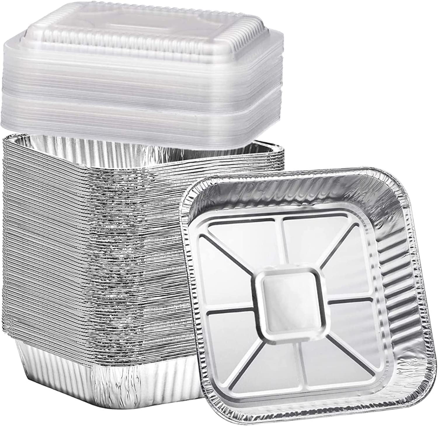 8” x 8” Square Baking Cake Pans with Plastic Dome Lids for Cooking ...