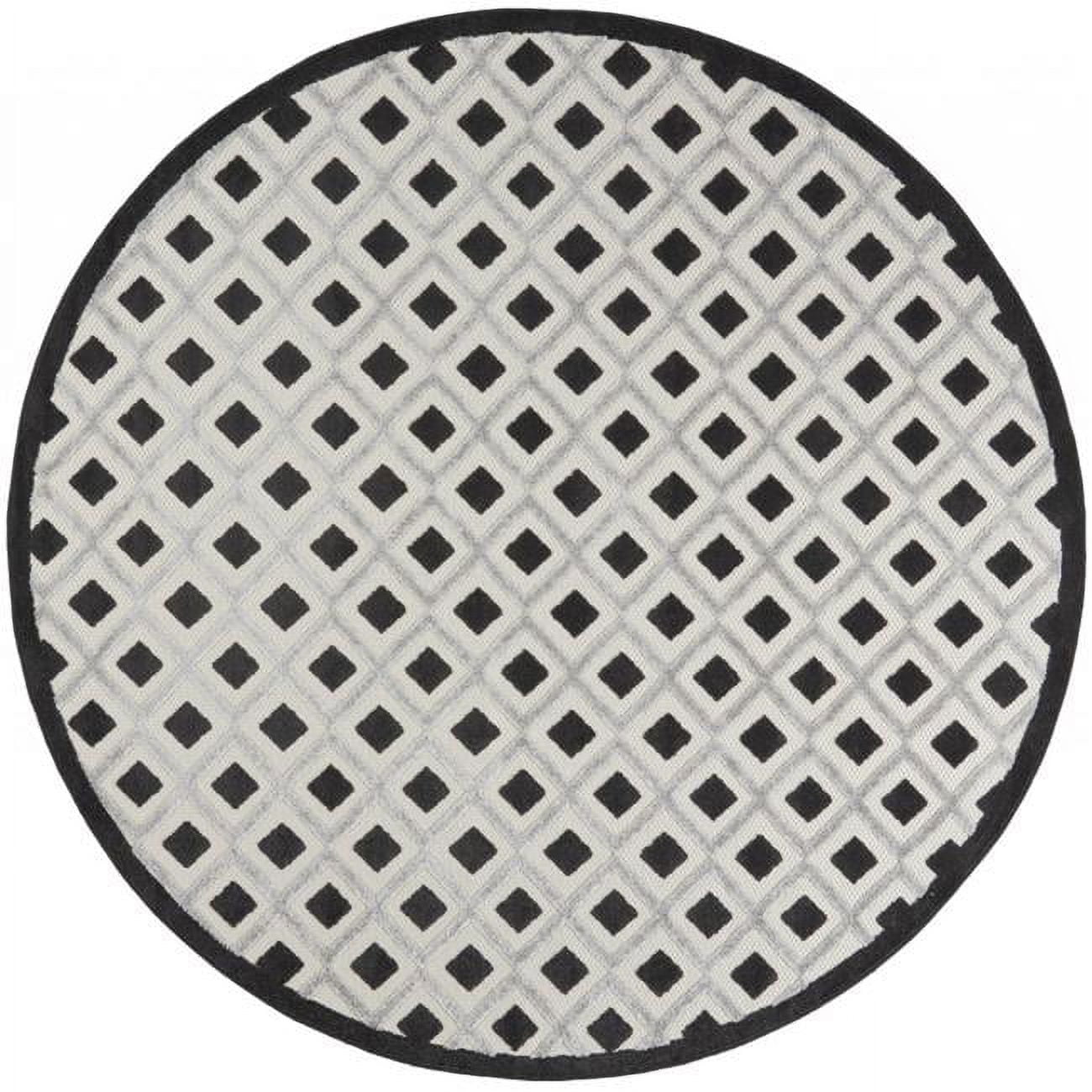 8 x 8 ft. Black & White Gingham Non Skid Indoor & Outdoor Round Area ...