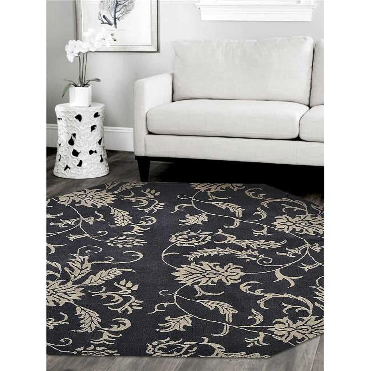 Walmart 8'x8' Octagon Hand Tufted Wool Area Rug, Floral Design ...