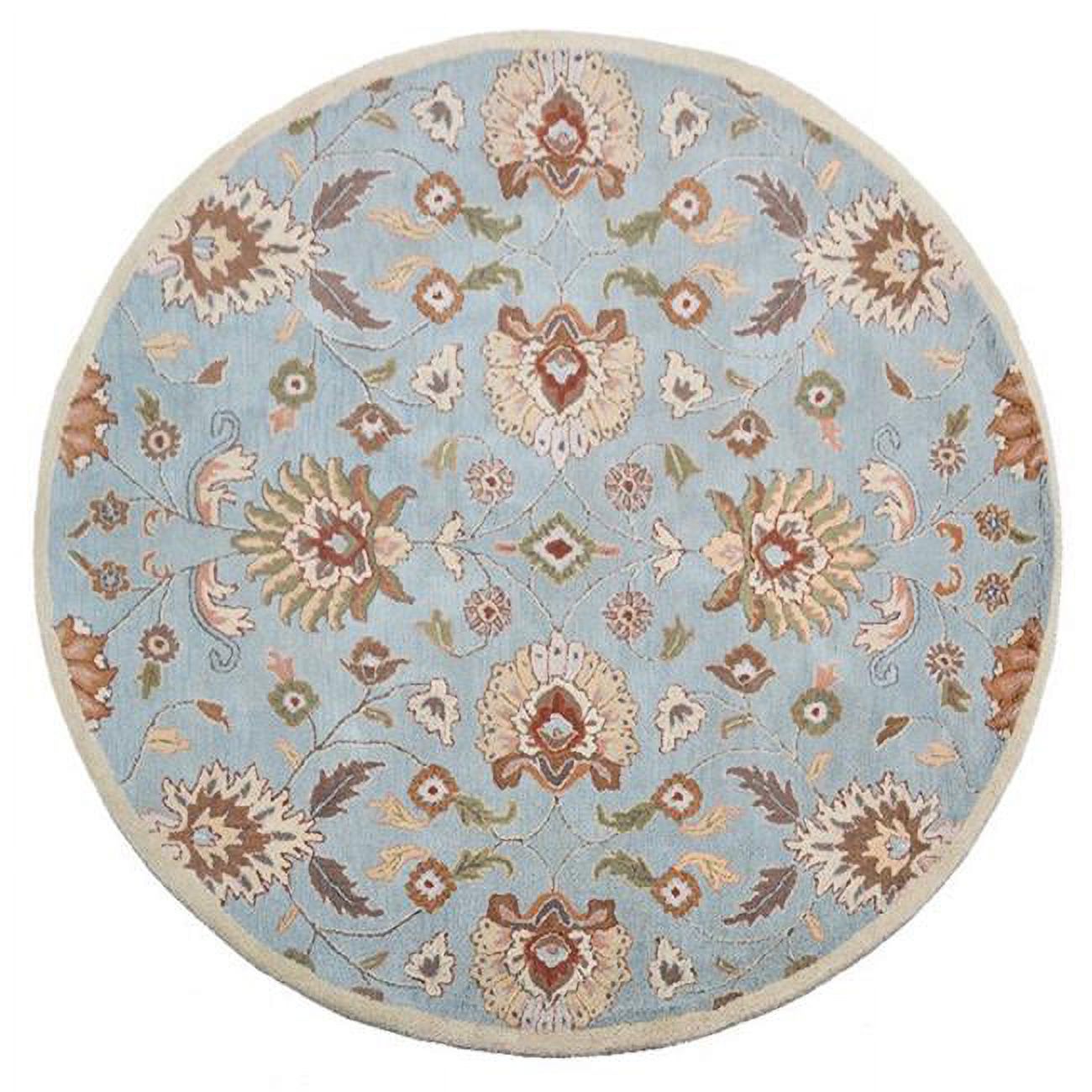 8 x 8 ft. Hand Tufted Wool Round Oriental Area Rug, Light Blue ...