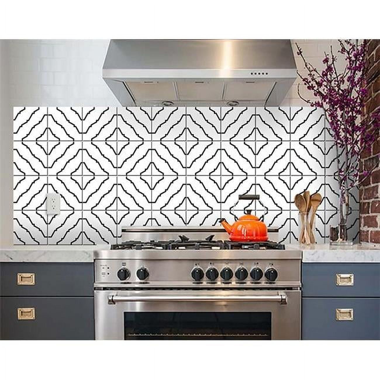 8 x 8 in. Black & White XL Prism Peel & Stick Removable Tiles - Walmart.com