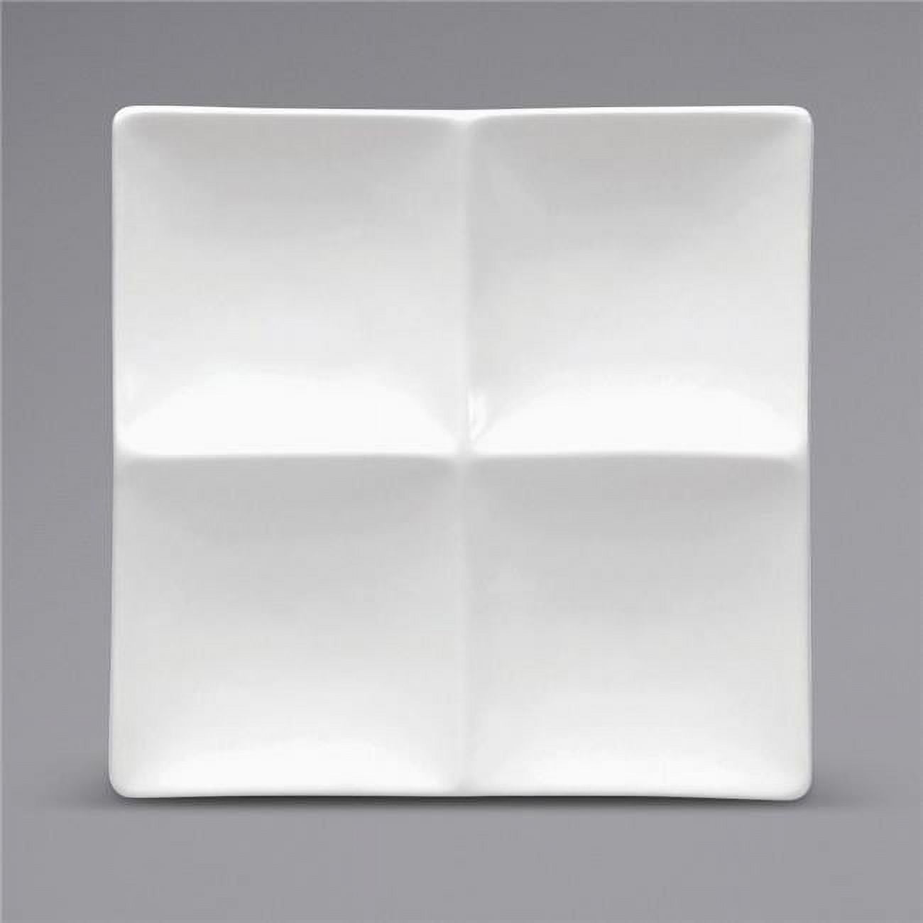 8 x 8 in. Bright White Ware Rolled Edge Square 4-Compartment Porcelain ...