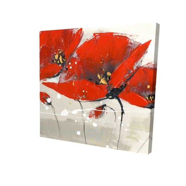 8 x 8 in. Red Flowers with An Handwritten Typo-Print on Canvas ...