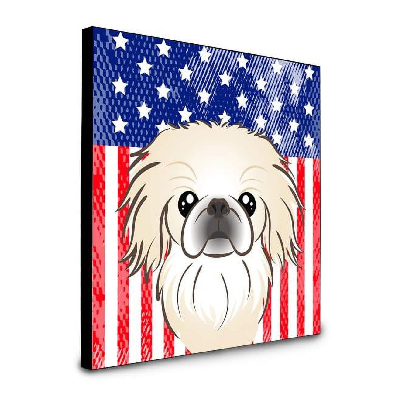8 x 8 x 0.625 in. American Flag & Pekingese Artwork Panel Wall Decor ...