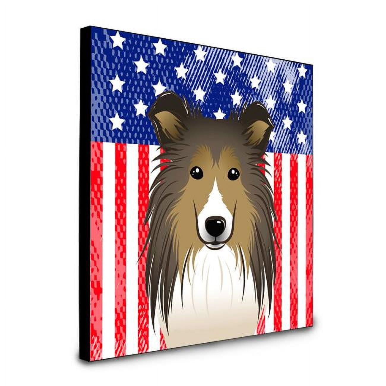 8 x 8 x 0.625 in. American Flag & Sheltie Artwork Panel Wall Decor ...