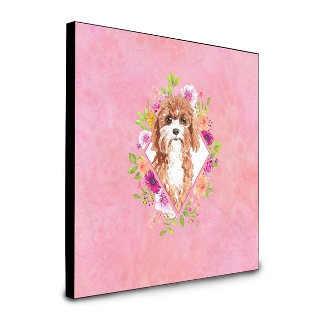 8 x 8 x 0.625 in. Cavapoo Pink Flowers Artwork Panel Wall Decor ...