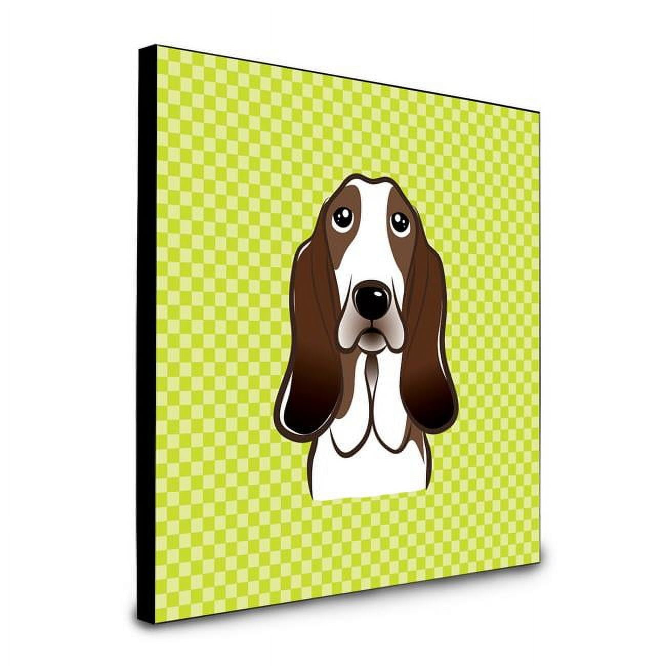 8 x 8 x 0.625 in. Checkerboard Lime Green Basset Hound Artwork Panel ...