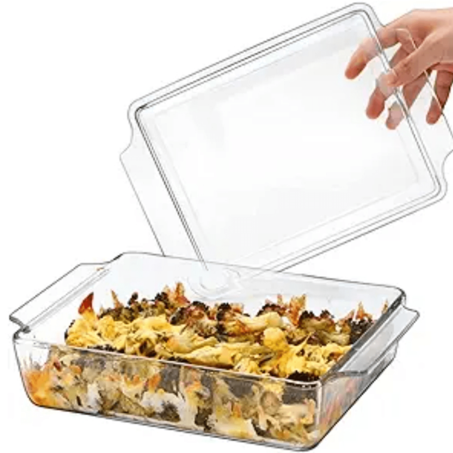8 x 9.5 Inches Rectangular Glass Casserole Dish With Glass Lid Glass ...