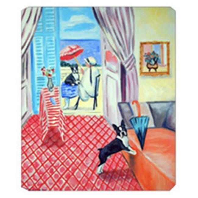 8 x 9.5 in. Lady with her Boston Terrier Mouse Pad, Hot Pad Or Trivet ...