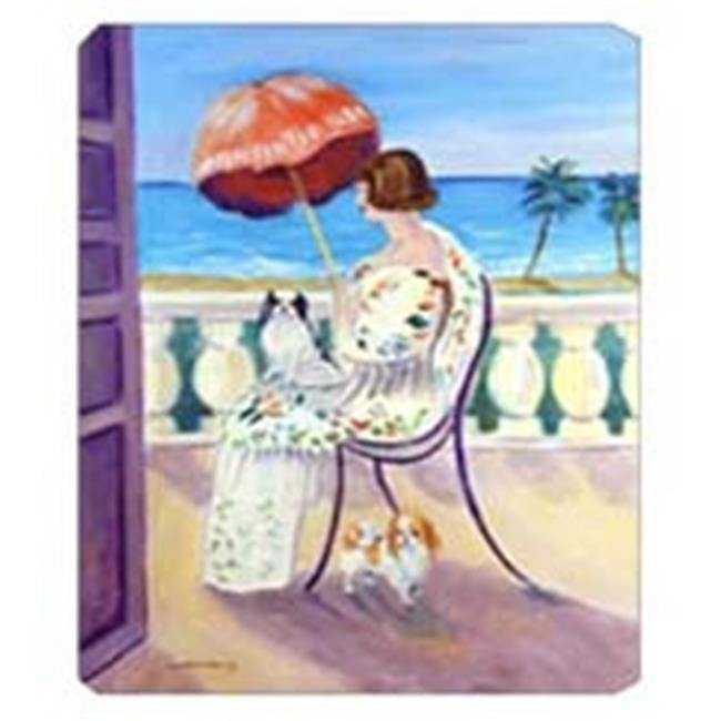 8 x 9.5 in. Lady with her Japanese Chin Mouse Pad, Hot Pad or Trivet ...