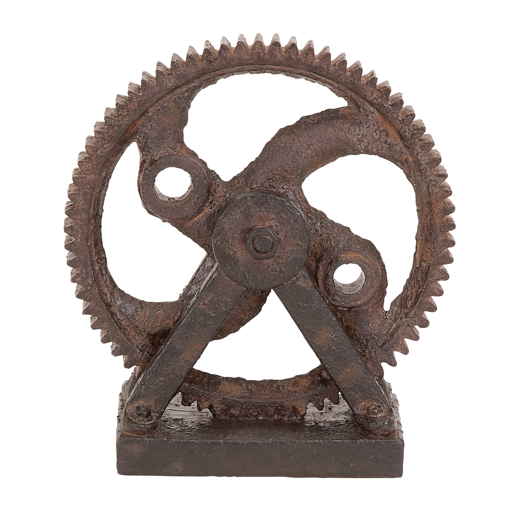 8" x 9" Brown Polystone Gear Sculpture, by DecMode - Walmart.com