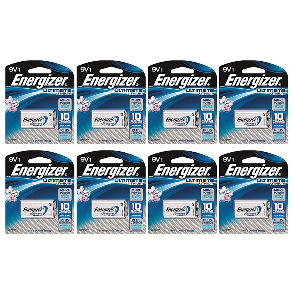 8 x 9 Volt Energizer Ultimate Lithium Batteries (L522) - Walmart.com