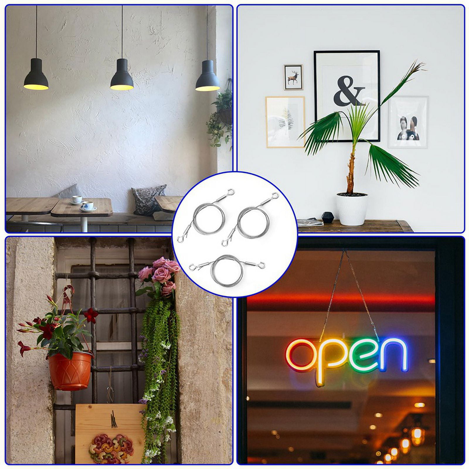 8 x Adjustable Wire Ropes with Hooks-Silver - Walmart.com