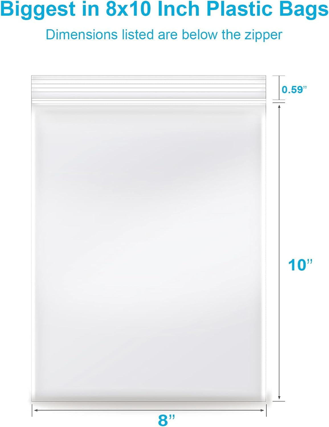 8"x10", 100/pk Clear Reclosable Plastic 2-Mil Ziplock Bags Poly Jewelry ...