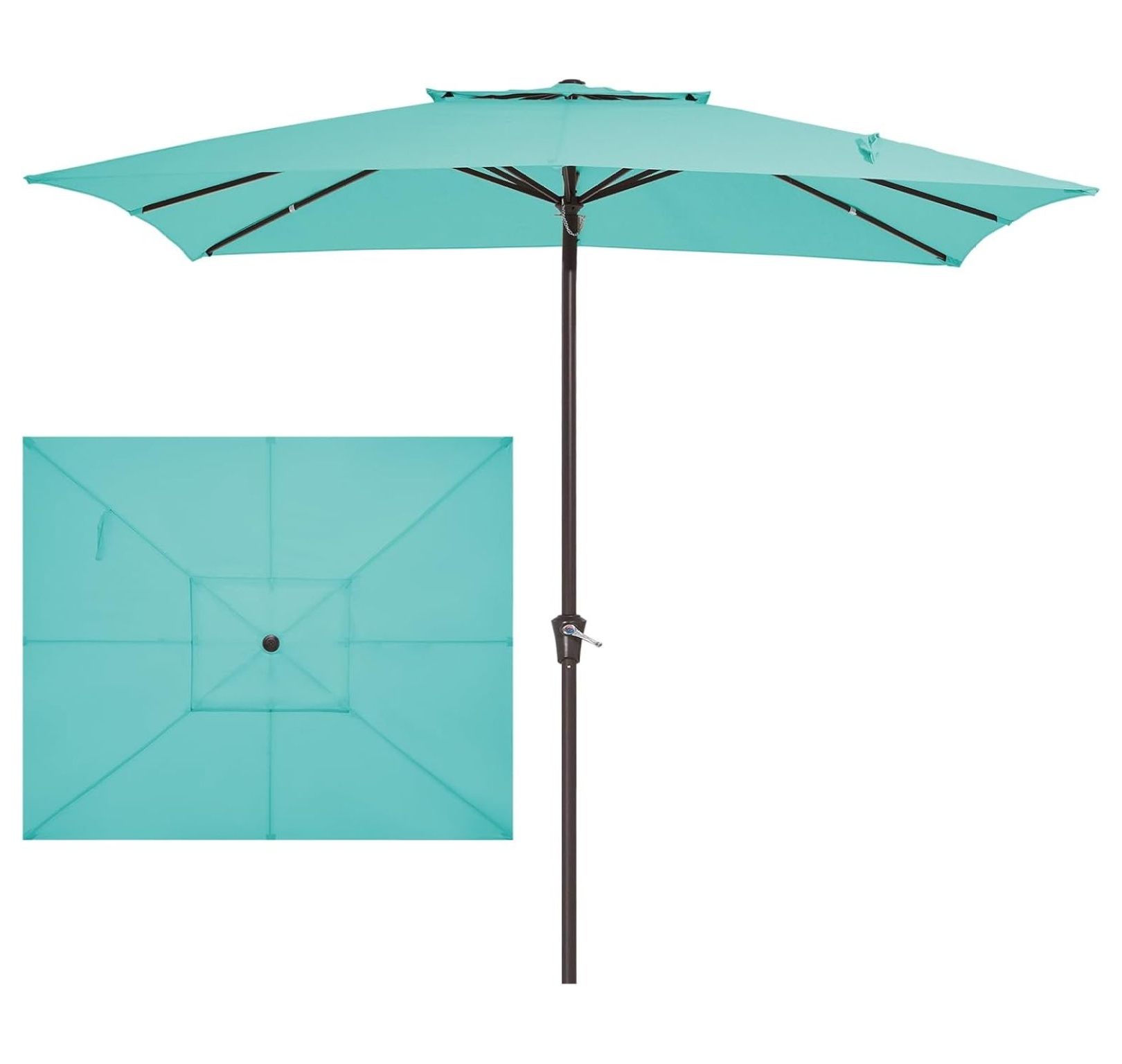 8'x10' 2-Tiers Rectangular Patio Umbrellas Outdoor Large Market ...