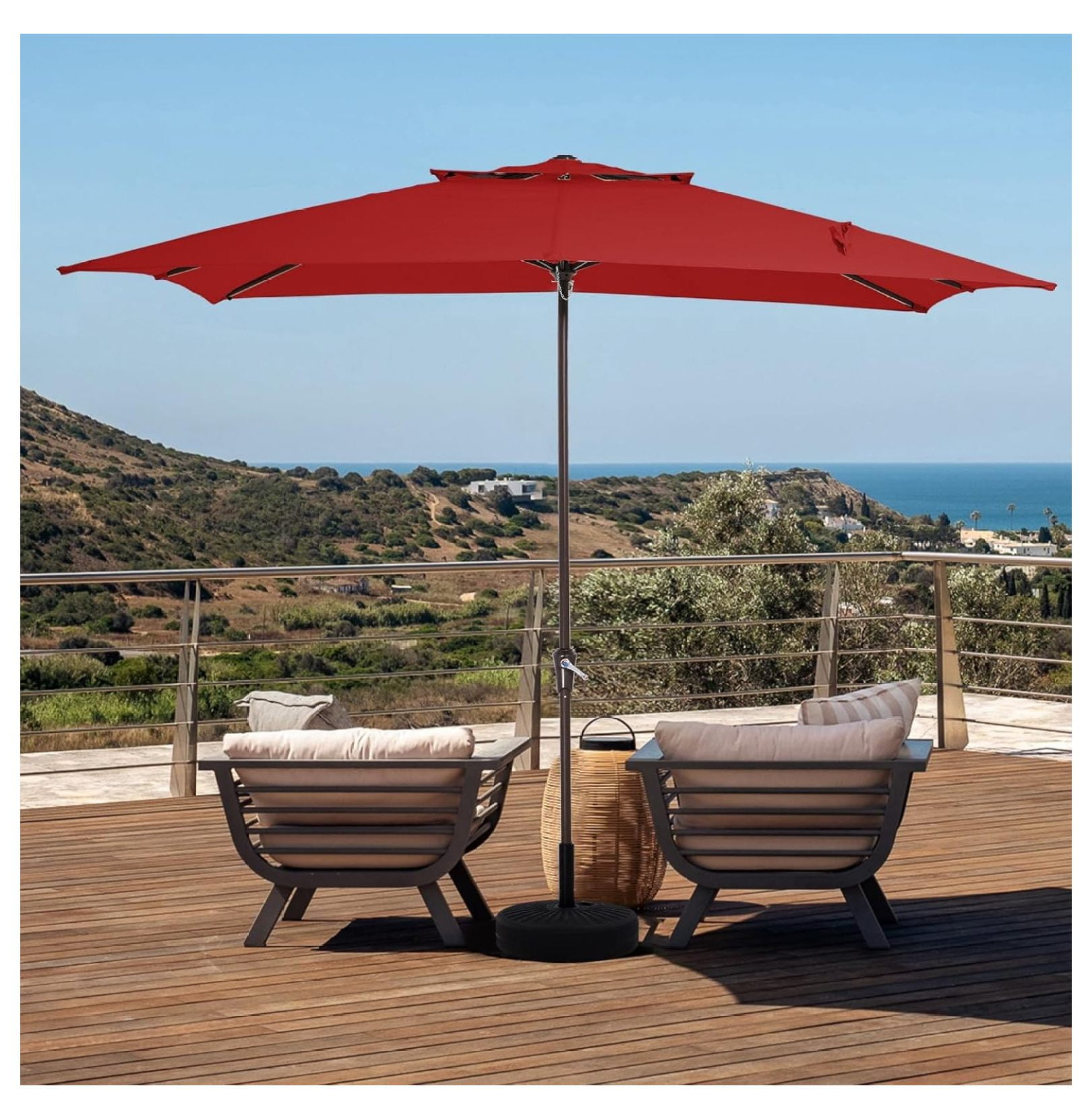 8'x10' 2-Tiers Rectangular Patio Umbrellas Outdoor Large Market ...