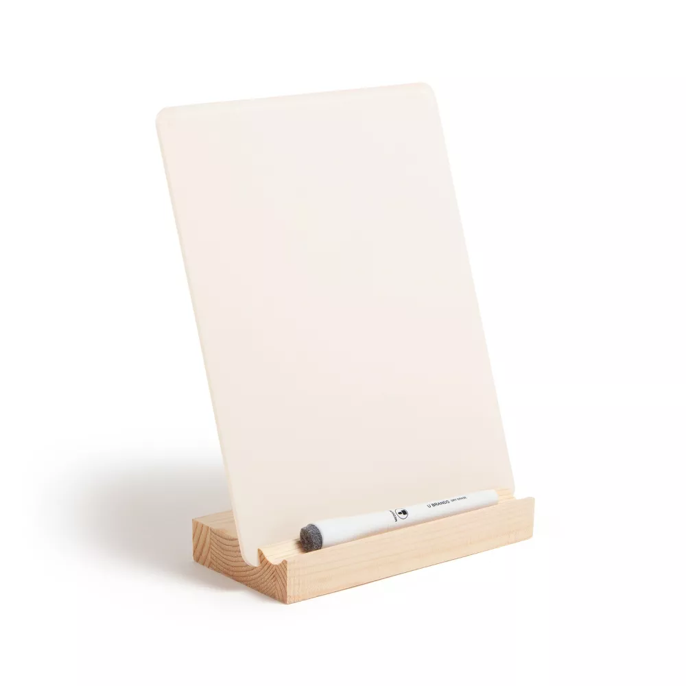 8"x10" Acrylic Desktop Board With Wood Tray Base Cream: Office ...
