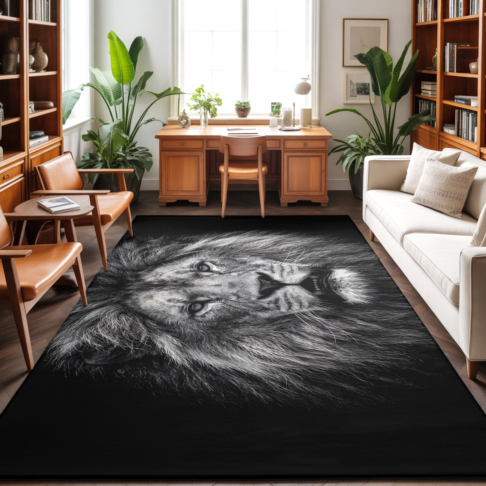8'x10' Area Rugs, Black Lion Indoor Outdoor Area Rug for Living Room ...