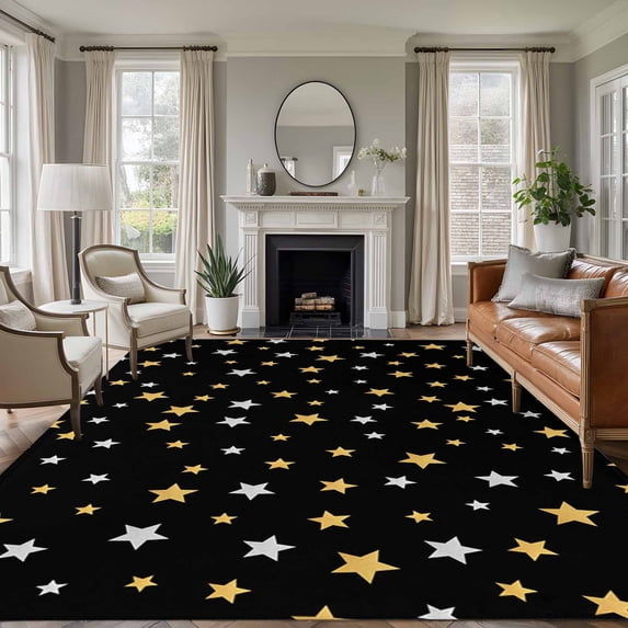 8'x10' Area Rugs, Black Stars Modern Indoor Outdoor Area Rug for Living ...