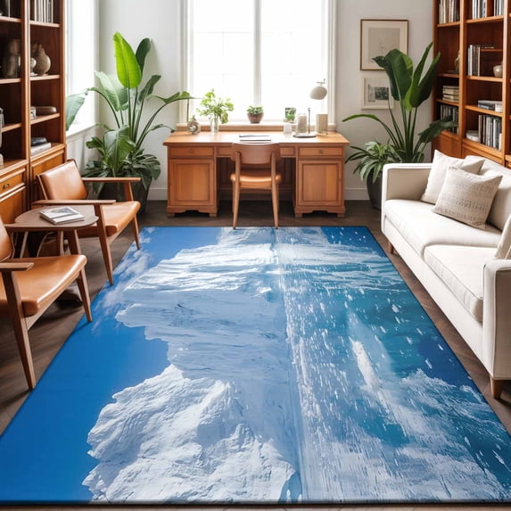 8'x10' Area Rugs, Blue White Mountains Indoor Outdoor Area Rug for ...