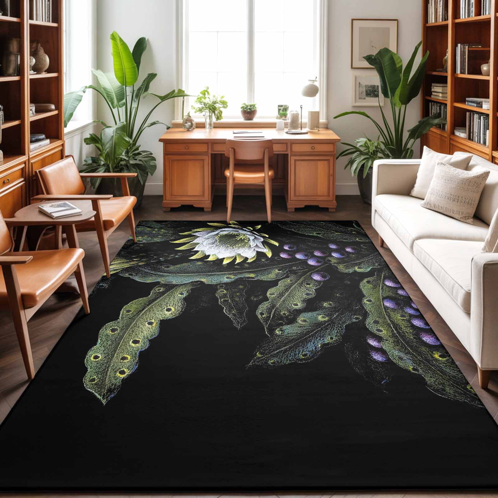8'x10' Area Rugs, Boho White Floral Indoor Outdoor Area Rug for Living ...