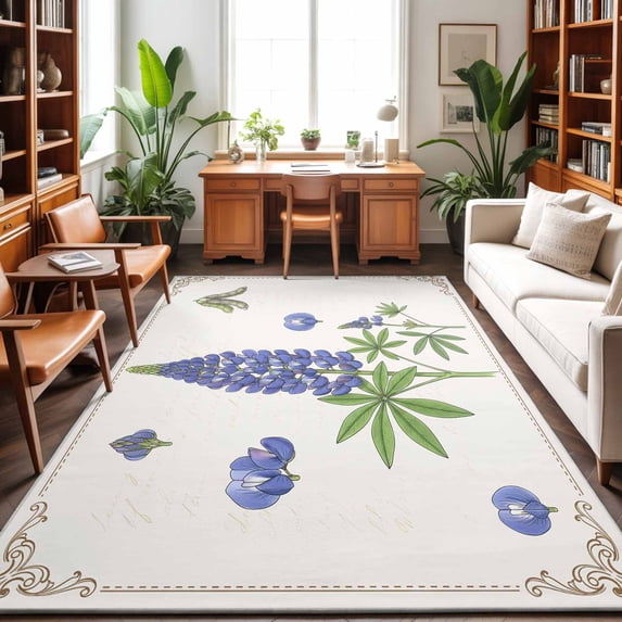 8'x10' Area Rugs, Deep Blue Floral Indoor Outdoor Area Rug for Living ...