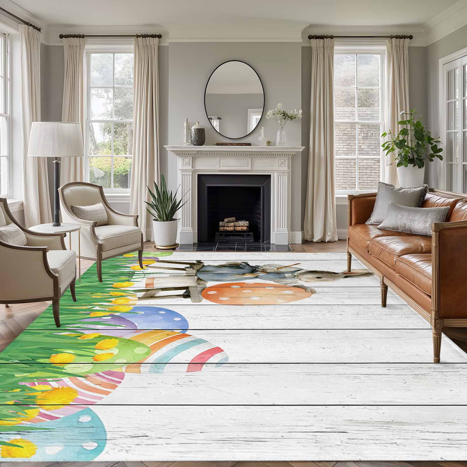 8'x10' Area Rugs, Easter Bunny Indoor Outdoor Area Rug for Living Room ...