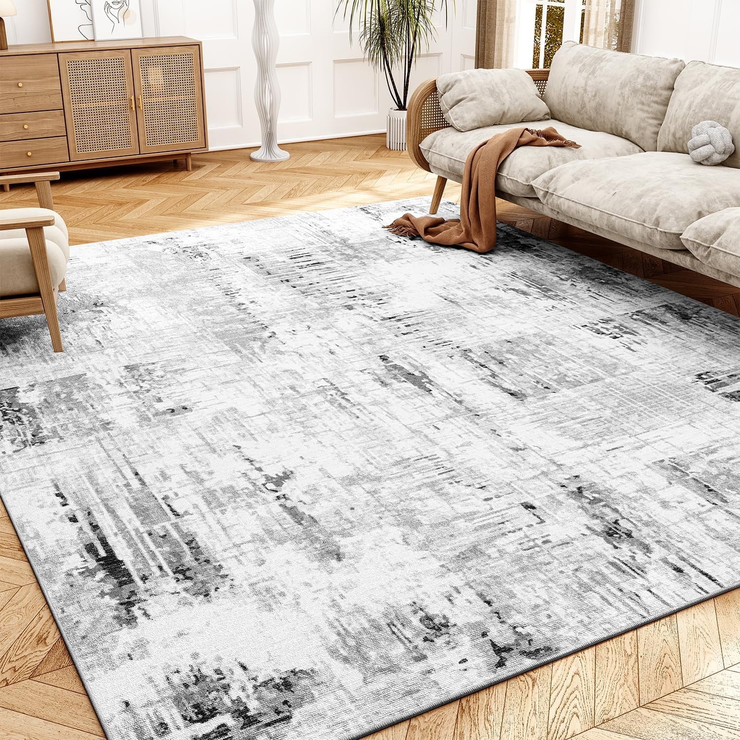 SIXHOME 8'x10' Rugs for Living Room Washable Rugs Neutral Soft Modern ...