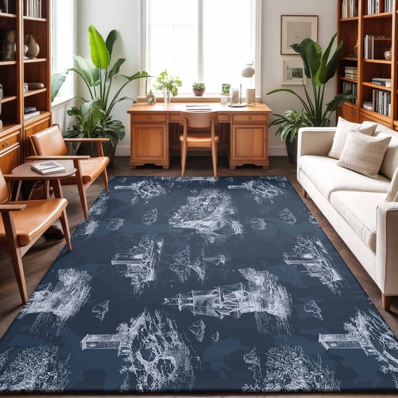 8'x10' Area Rugs, Nautical Ship Indoor Outdoor Area Rug for Living Room ...