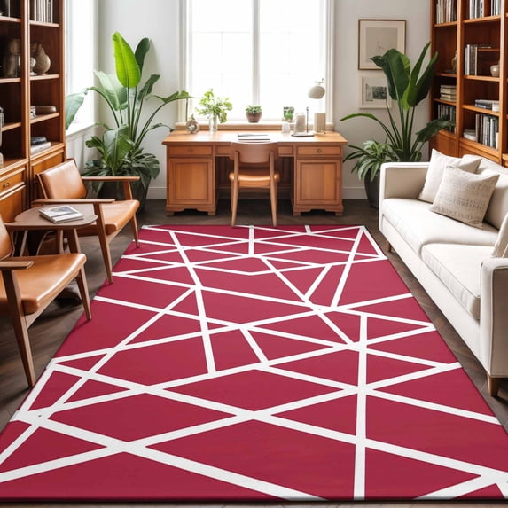 8'x10' Area Rugs, Red Geometric Indoor Outdoor Area Rug for Living Room ...