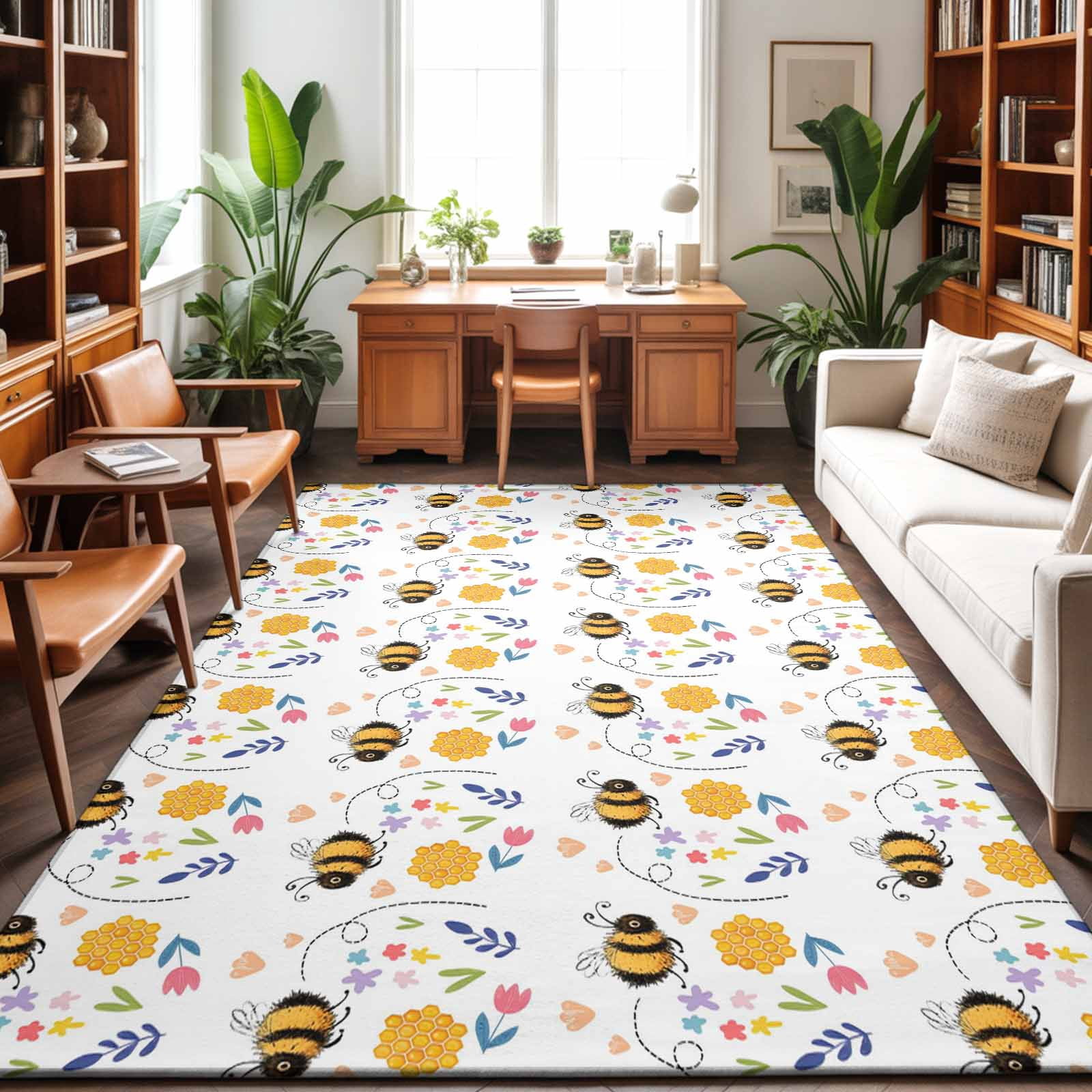 8'x10' Area Rugs, Spring Bees Indoor Outdoor Area Rug for Living Room ...