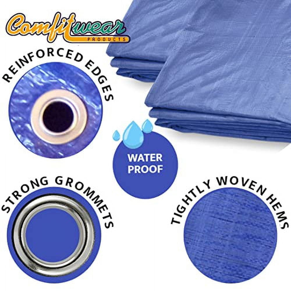 8'x10' Blue Poly Tarp Cover, Water Proof Tent Shelter Camping RV Boat ...