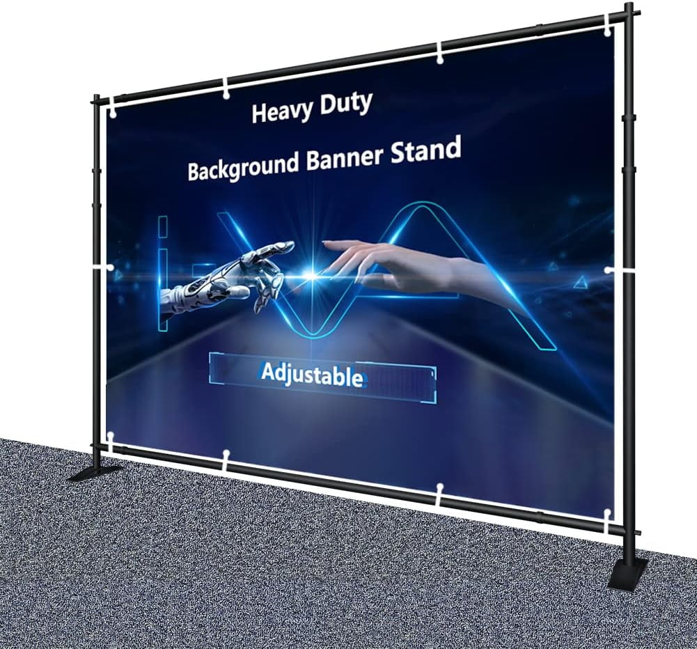 8'x10' Heavy-Duty Telescopic Step and Repeat Backdrop Stand Adjustable ...