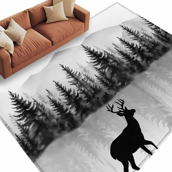 8'x10'Large Area Rugs Deer Forest Washable Area Rugs Non-Slip Indoor ...