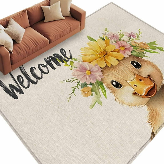 8'x10'Large Area Rugs Duck Flower Washable Area Rugs Non-Slip Indoor ...