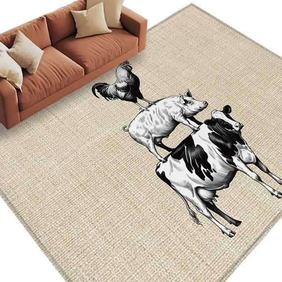 8'x10'Large Area Rugs Farmhouse Wooden Grain Washable Area Rugs Non ...