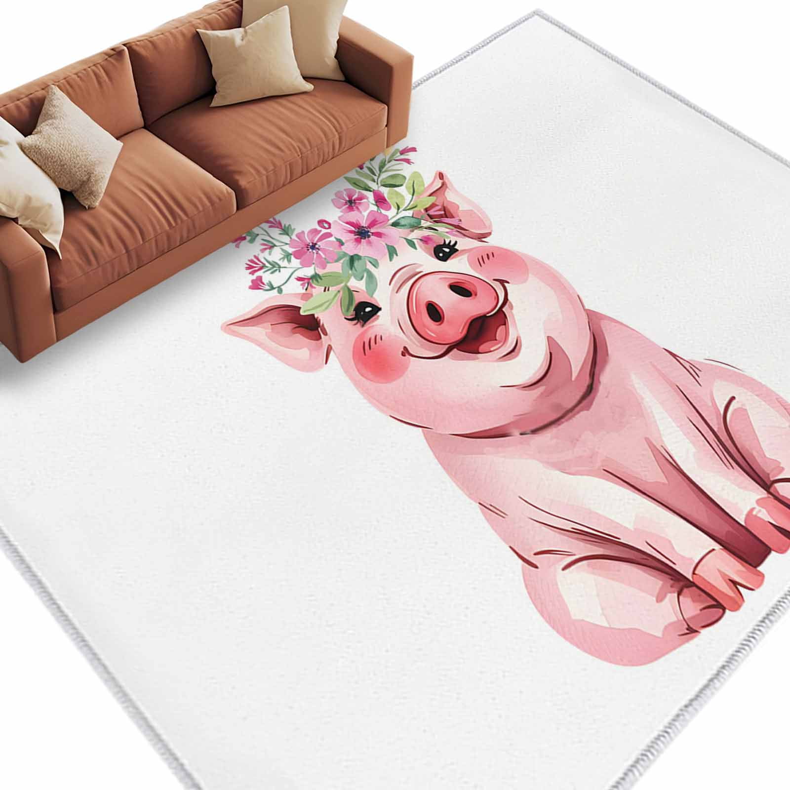 8'x10'Large Area Rugs Funny Pig Washable Area Rugs Non-Slip Indoor ...