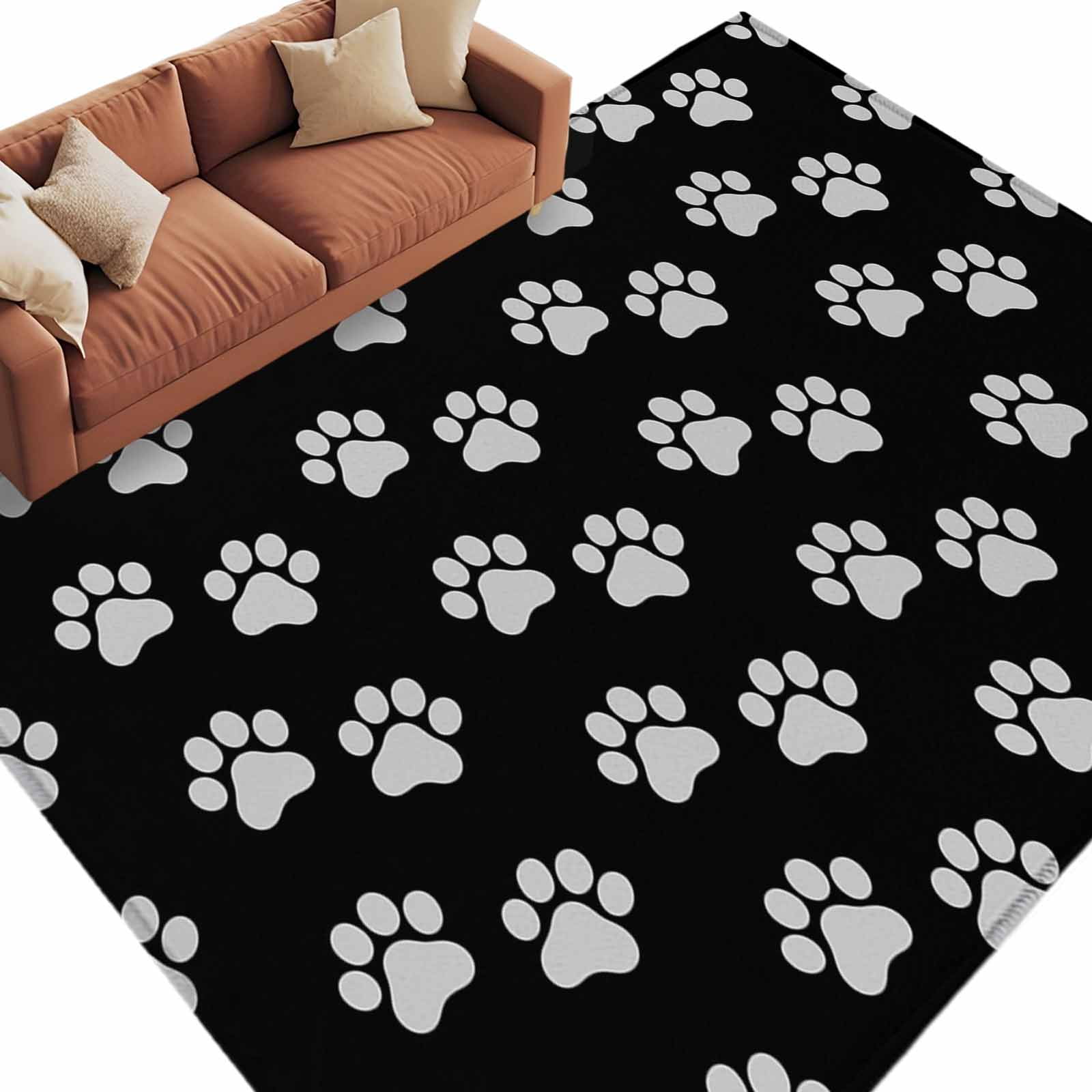 8'x10'Large Area Rugs Pet Paw Printed Washable Area Rugs Non-Slip ...